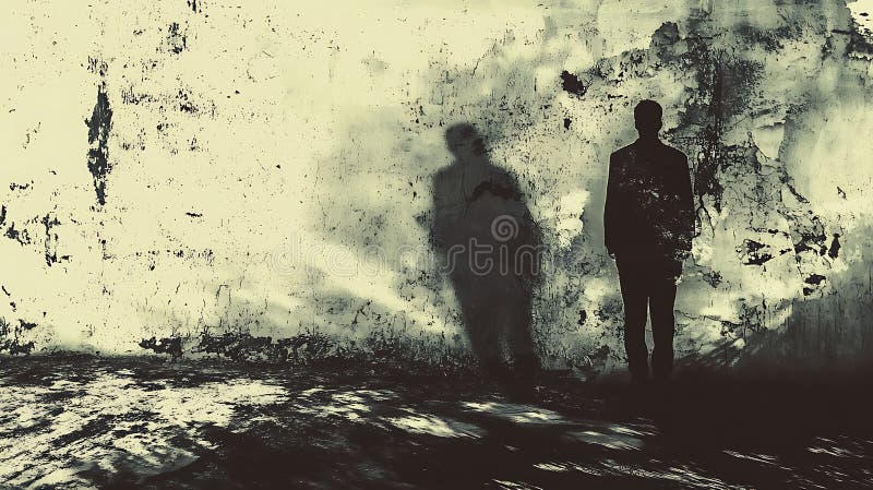 A Haunting Silhouette of a Person Merging with a Textured Wall Evoking ...