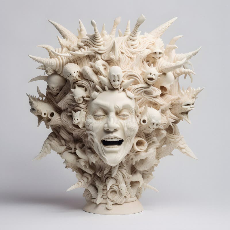 Eerie Shell Sculpture - AI-Generated Disturbing Portrait Stock ...