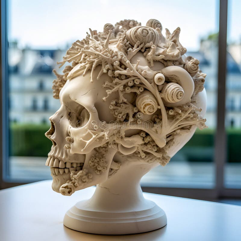 Eerie Shell Sculpture - AI-Generated Disturbing Portrait Stock ...