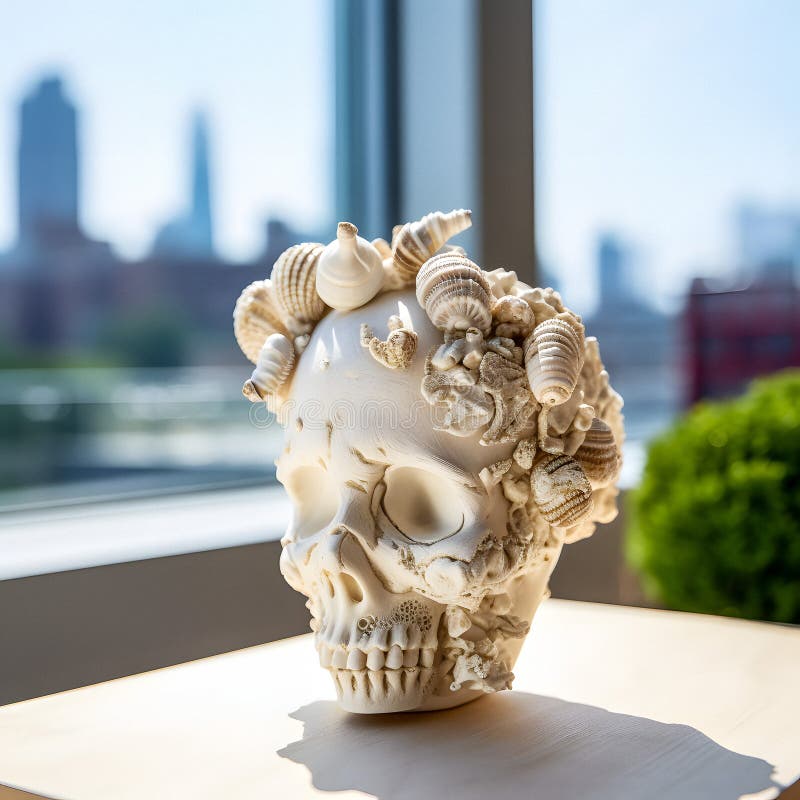 Eerie Shell Sculpture - AI-Generated Disturbing Portrait Stock ...