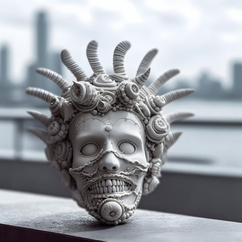 Eerie Shell Sculpture - AI-Generated Disturbing Portrait Stock ...