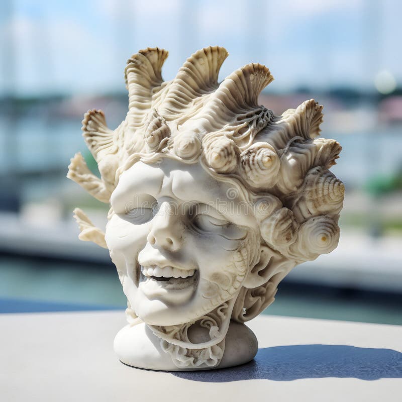 Eerie Shell Sculpture - AI-Generated Disturbing Portrait Stock ...