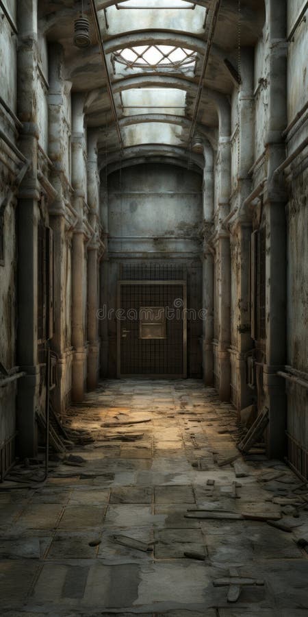 Hauntingly Beautiful Neoclassical Prison Interior 3d Render Stock ...