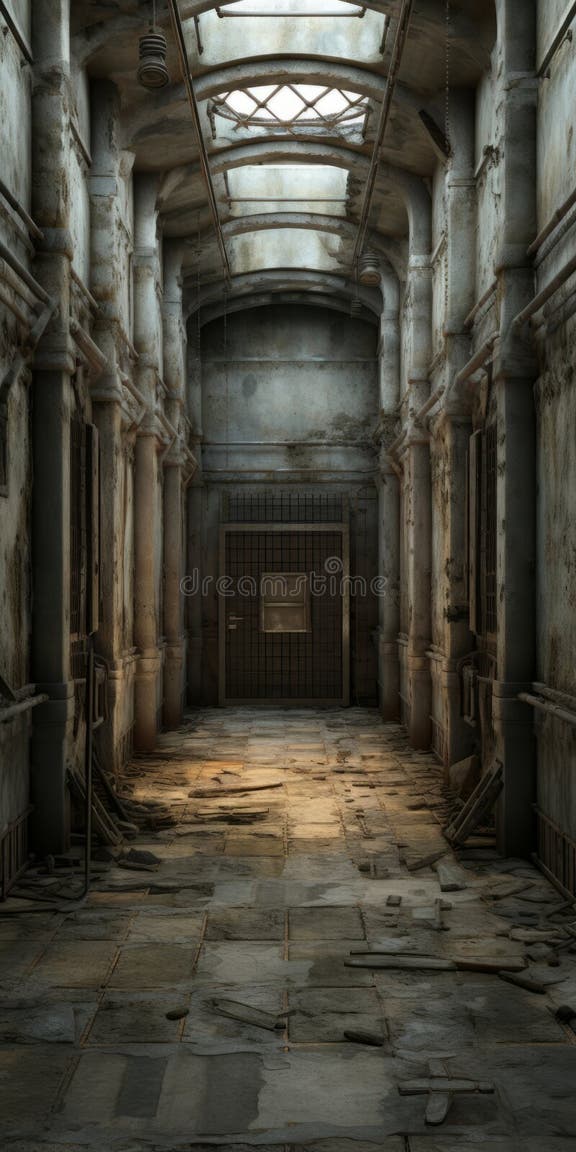Hauntingly Beautiful Neoclassical Prison Interior 3d Render Stock ...