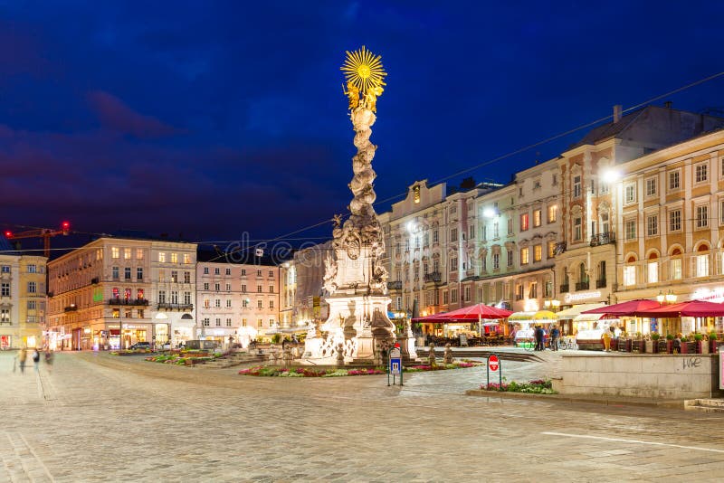 Hauptplatz Main Square, Linz Editorial Photo - Image of column ...