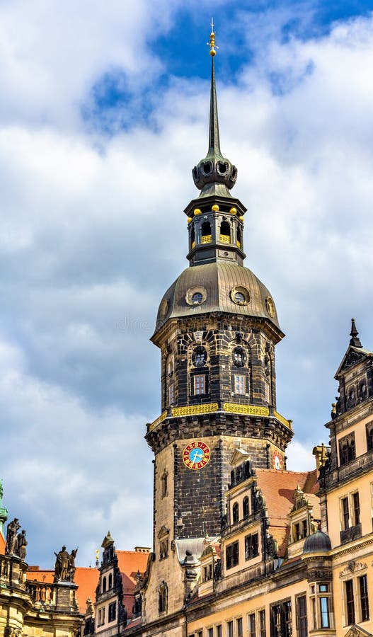 Hausmannsturm Tower at Dresden Castle in Germany Stock Photo - Image of ...