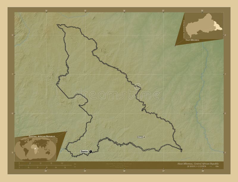Haut-Mbomou, Central African Republic. Physical. Labelled Points of ...