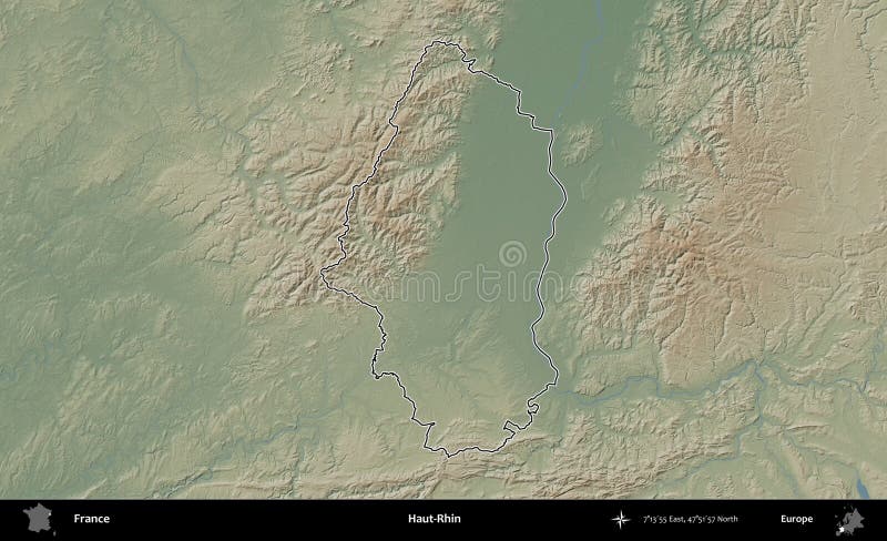 Haut-Rhin Outlined, France. Physical Stock Illustration - Illustration ...