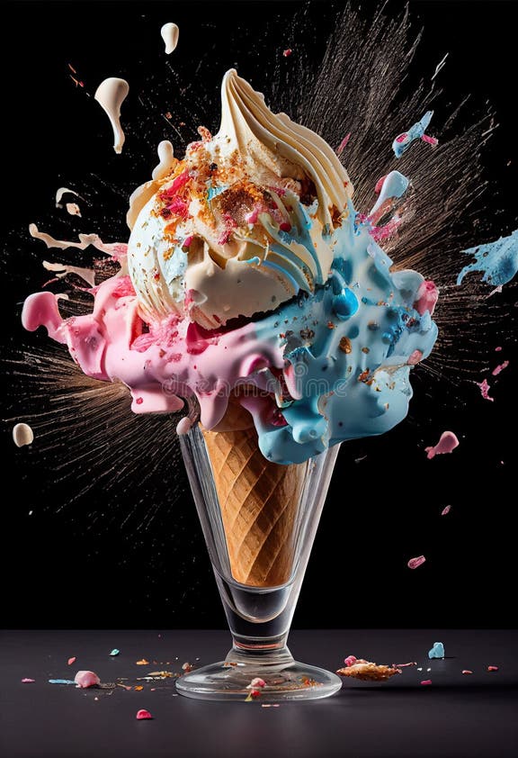 Haute Cuisine + Exploding Ice Cream. Ai Generative Stock Illustration ...