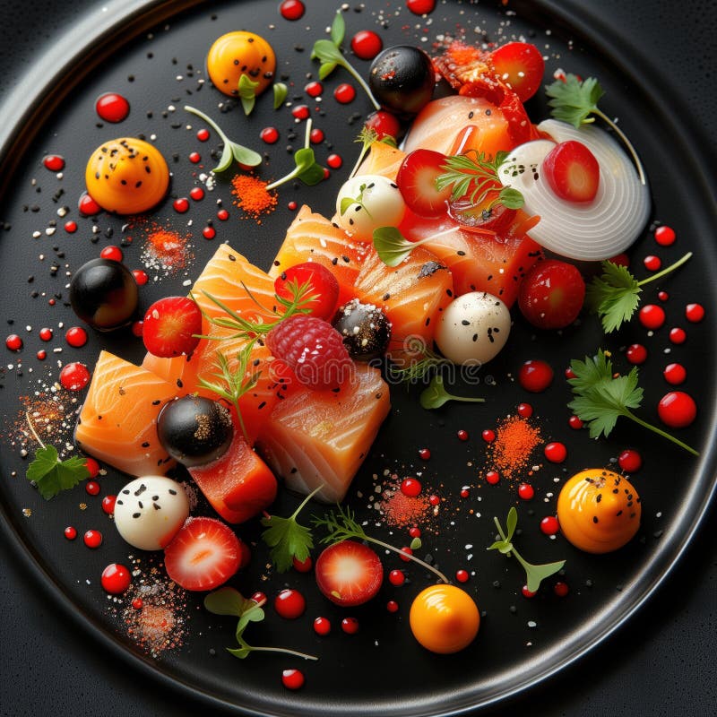 Haute Cuisine with Red Fish Stock Illustration - Illustration of ...