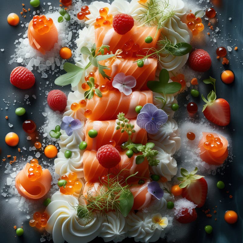 Haute Cuisine with Red Fish Stock Illustration - Illustration of fillet ...