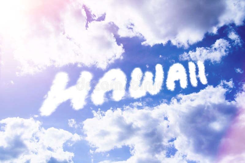 Havai. Text from Clouds in Sky in Bright Sunlight Stock Illustration ...