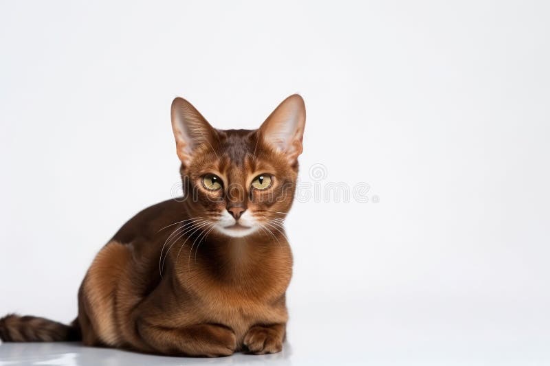 Havana Brown Cat on White Background. Copy Space. Generative AI Stock ...
