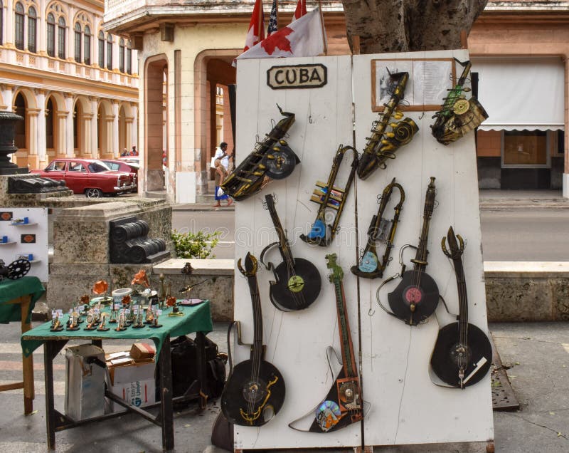 HAVANA, CUBA - AUGUST 25, 2017: Musical Instruments Made from Vinyl ...