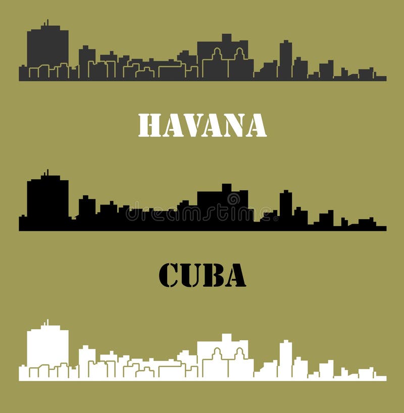 Havana, Cuba City Silhouette Stock Vector - Illustration of building ...