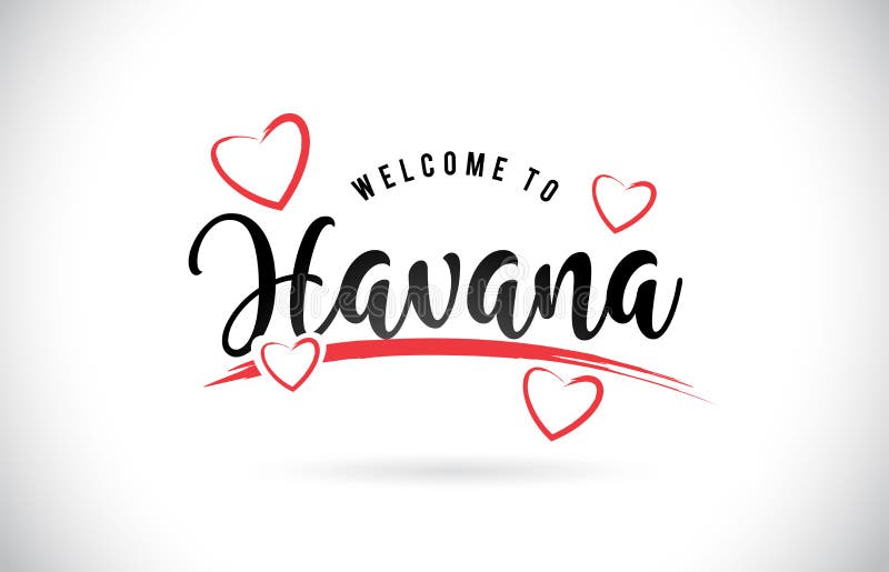 Welcome To Havana Cuba Text Modern Lettering Poster Banner For