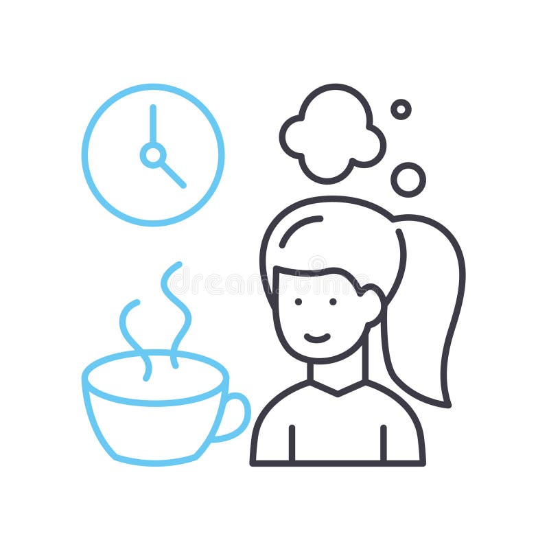 Coffee Break Time Icon, Black Vector Sign with Editable Strokes ...