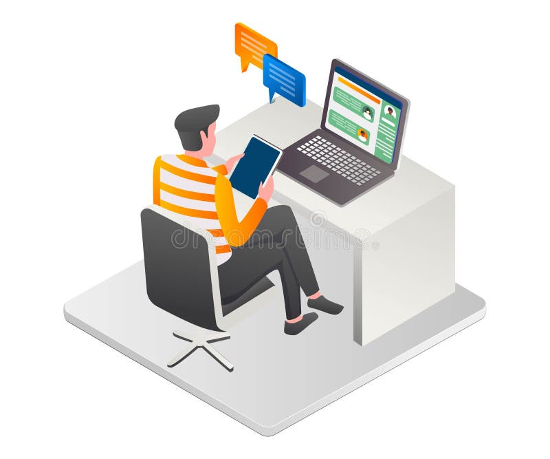 Have a Conversation on the Computer Stock Illustration - Illustration ...