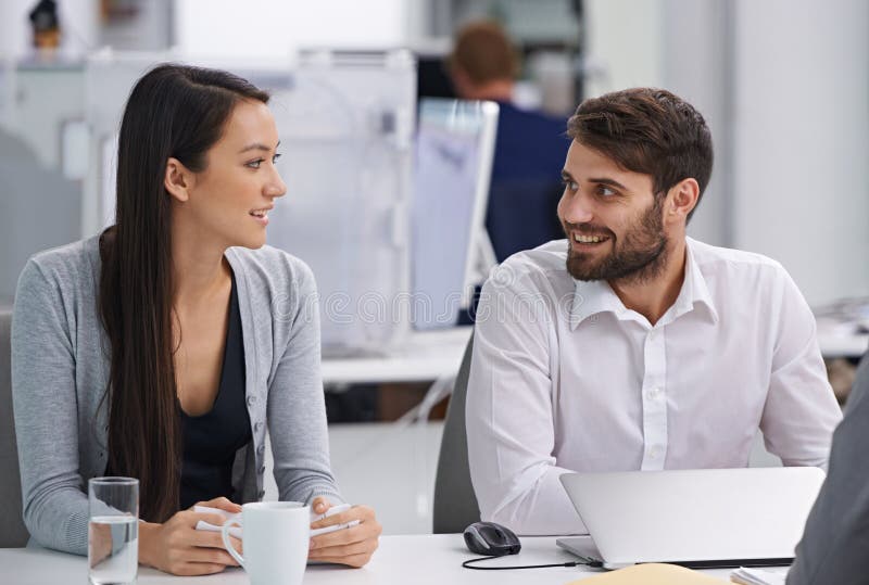 They Have a Great Working Relationship. Two Happy Work Colleagues ...