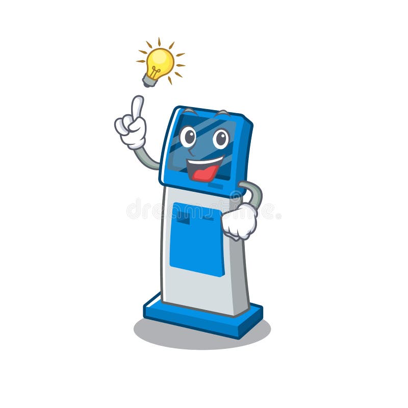 Have an Idea Digital Information Cartoon Kiosk Next To Table Stock ...