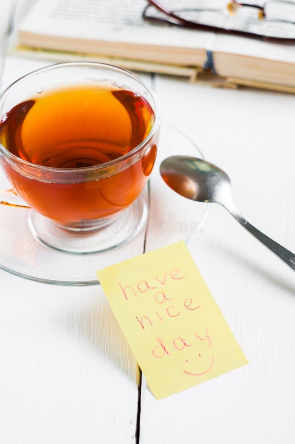 Have a Nice Day with Smile and Cup Tea Stock Image - Image of inspire ...