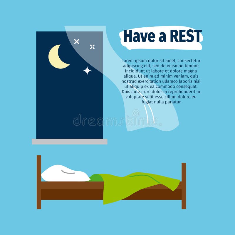 Have a Rest Poster with Bed Stock Vector - Illustration of isometric ...