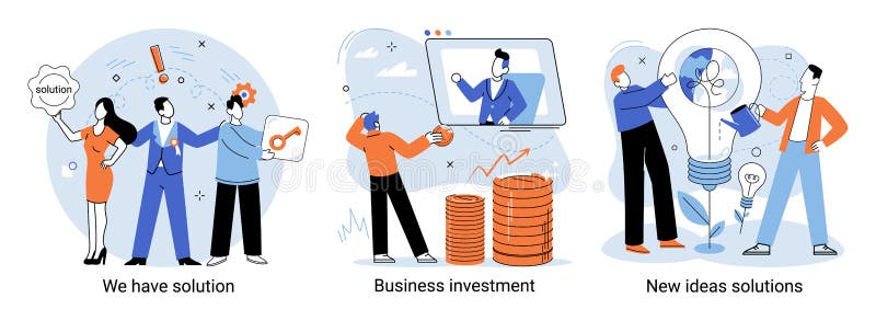 We Have Solution, Business Investment, New Ideas Solution Scenes Set ...