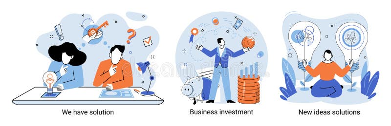 We Have Solution, Business Investment, New Ideas Solution Scenes Set ...