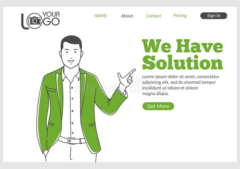 We Have Solution Landing Page in Thin Line Style. Stock Vector ...
