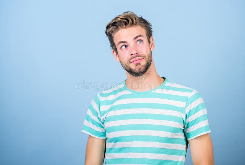 Hard Question. Man Serious Face Thoughtful. Have Some Doubts ...