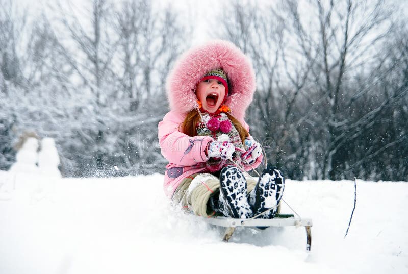 Have a winter fun! stock image. Image of child, tree - 12574597