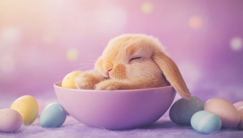 Have a Wonderful Easter! Sweet Easter Bunny with Easter Eggs in the ...