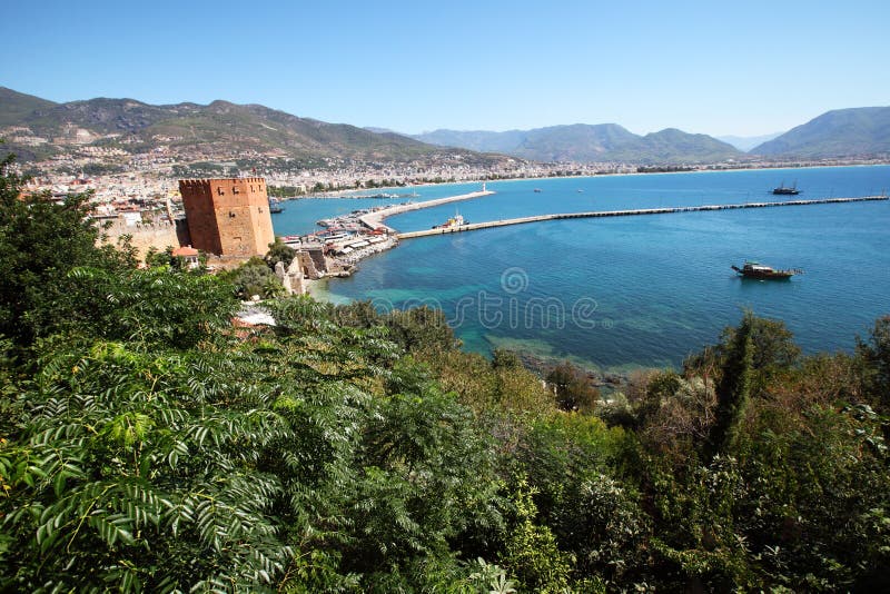 Haven Van Alanya-stad. Turkije Stock Afbeelding - Image of seizoen ...