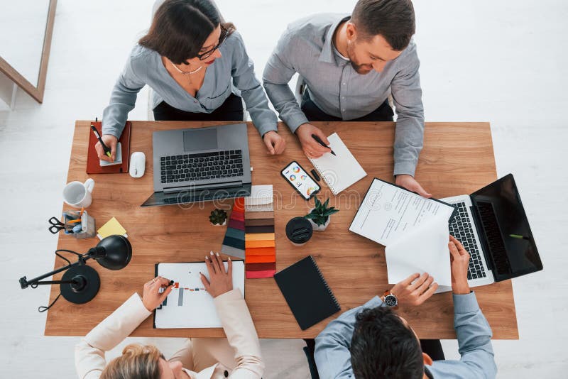 Having Conversation. Group of Business People that Working on the ...