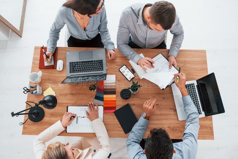 Having Conversation. Group of Business People that Working on the ...