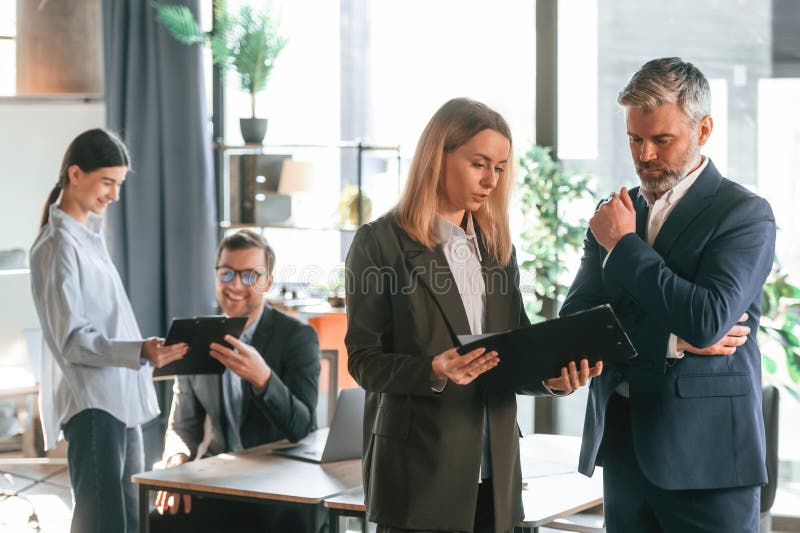 Having Conversation, Talking about Plan. Group of Business People are ...