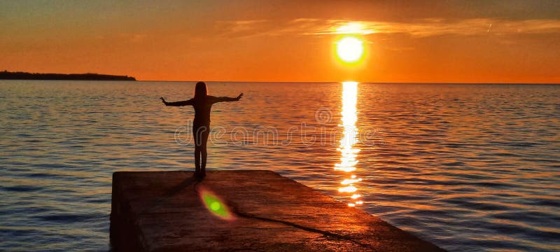 Having Fun on the Beach in Sunset Stock Image - Image of reflection ...