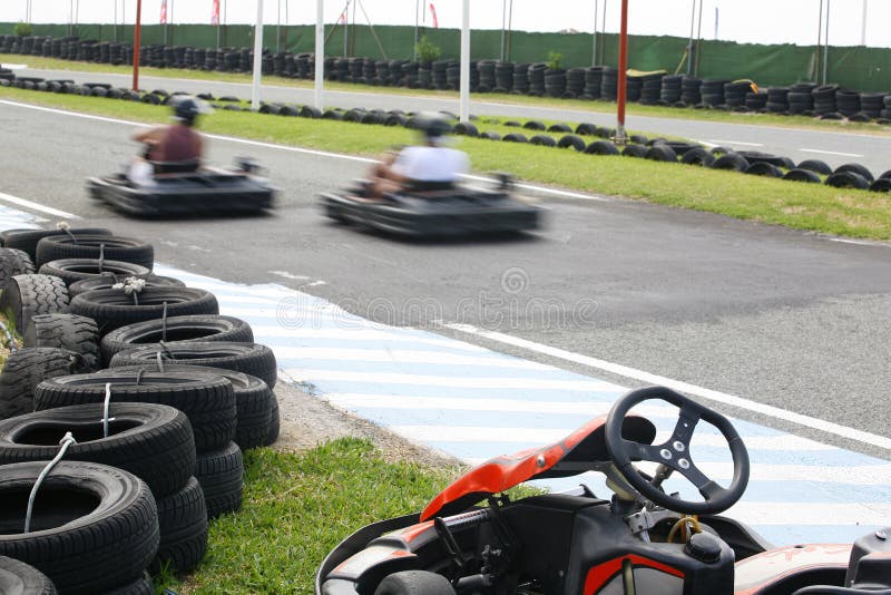 Having Fun at Karting Track Stock Photo - Image of recreation ...