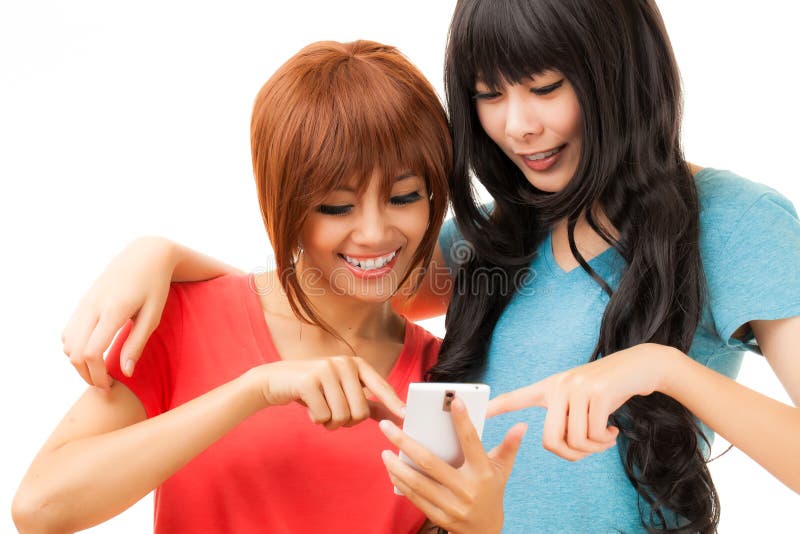 Having fun with phone stock image. Image of smiling, shot - 33411723