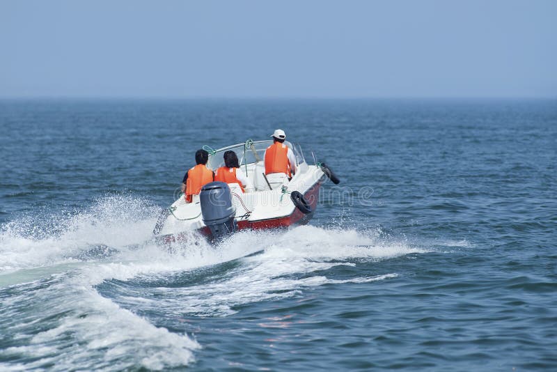 Having Fun with a Speedboat Stock Image - Image of marine, holiday ...