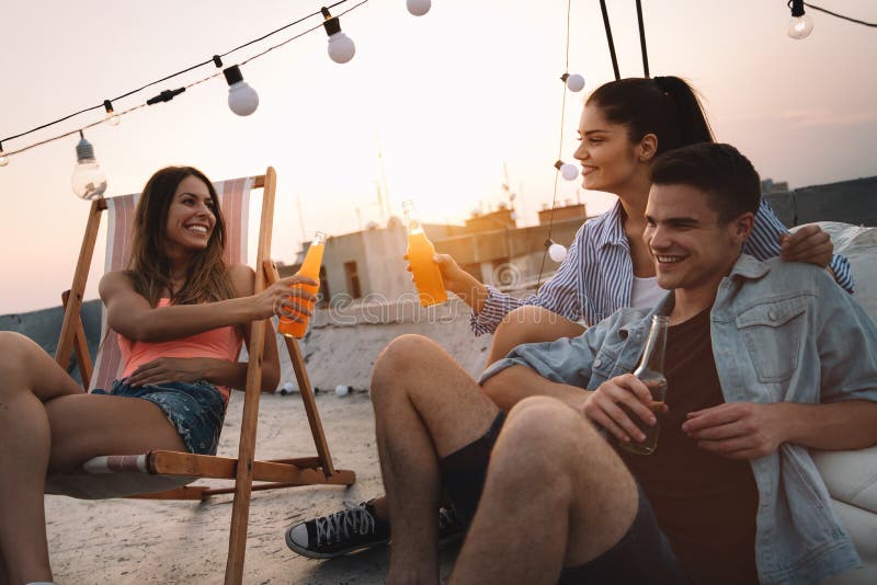 Having a Great Time with Friends, Having Fun at Rooftop Party Stock ...