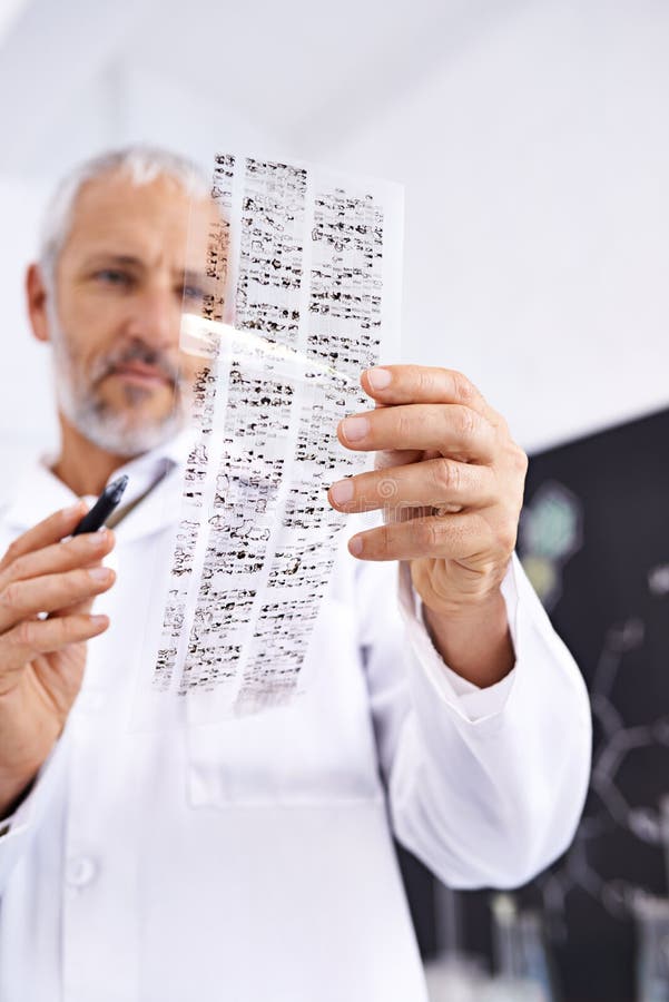 Having a Look at Your DNA Profile. a Male Scientist Analyzing the ...