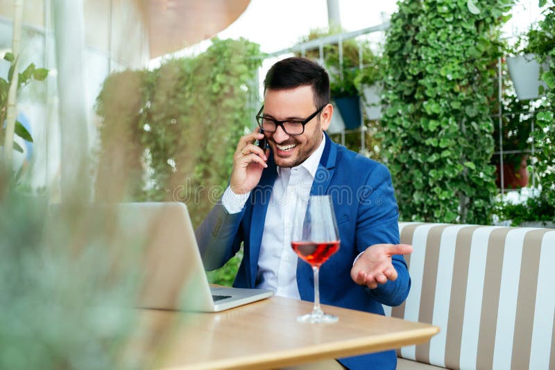 Having a Phone Call at the Cafe. Stock Image - Image of confidence ...