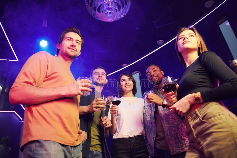 Having a Party. Group of Friends in the Night Club Together Stock Image ...