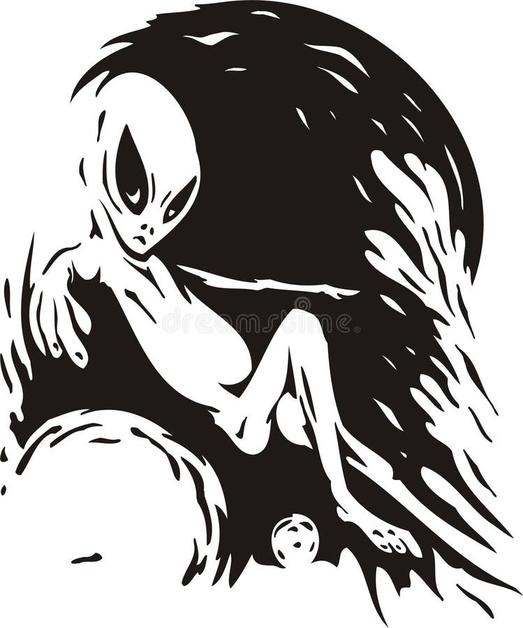 The having a rest alien. stock illustration. Illustration of alien ...