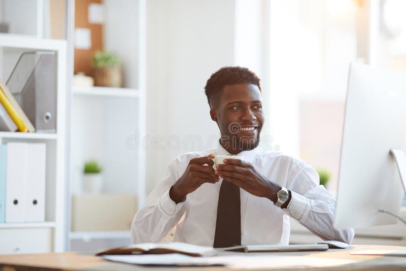 Having tea by workplace stock image. Image of corporate - 143436121