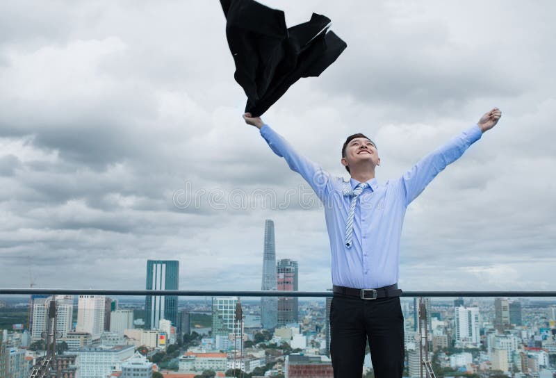 Having triumph stock photo. Image of businessman, copyspace - 32672668