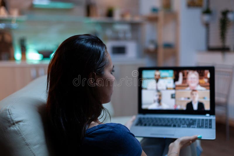 Having a Virtual Conversation Using Laptop Stock Photo - Image of ...