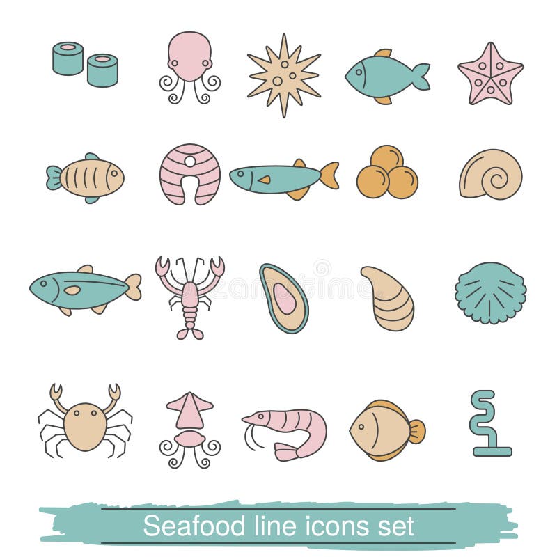 Havs- linje symboler vektor illustrationer. Illustration av utformning ...