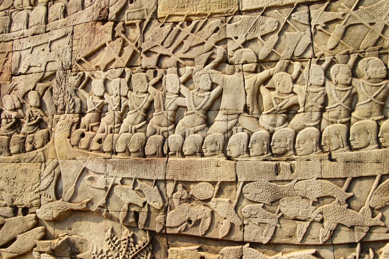 Havsstrid Mellan Chamen Och En Khmer Fotografering för Bildbyråer ...